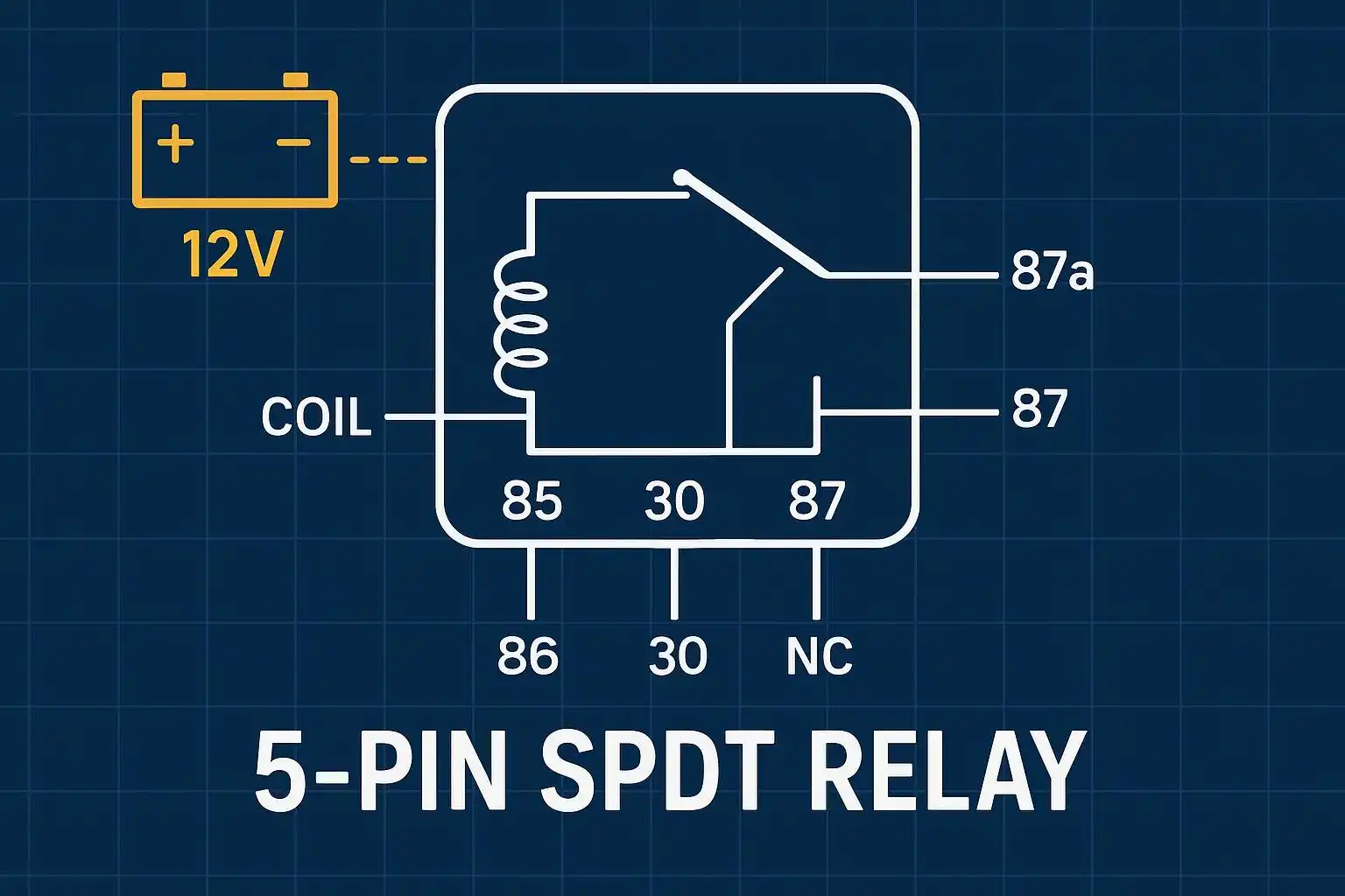 Anschlussanleitung für ein 5-poliges Relais: 12V-SPDT-Relais für ...