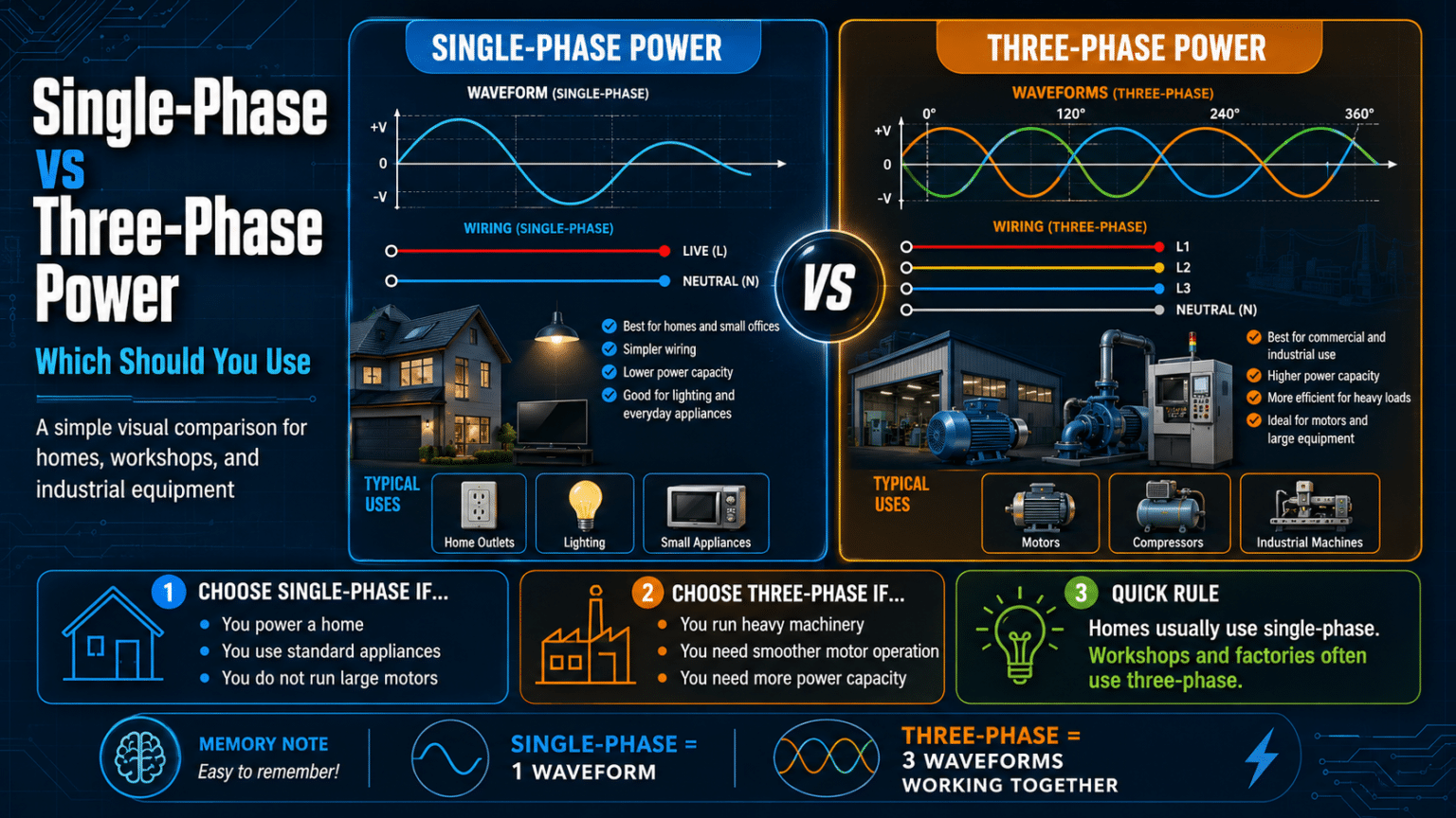 Single-Phase vs Three-Phase Power Which Should You Use